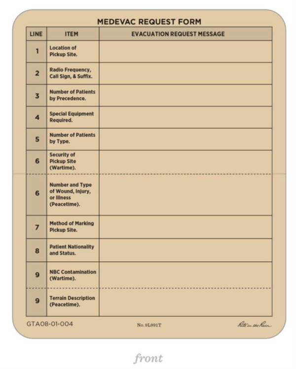 Rite in the Rain 9-LINE MEDEVAC Cards Weatherproof – The Professional ...