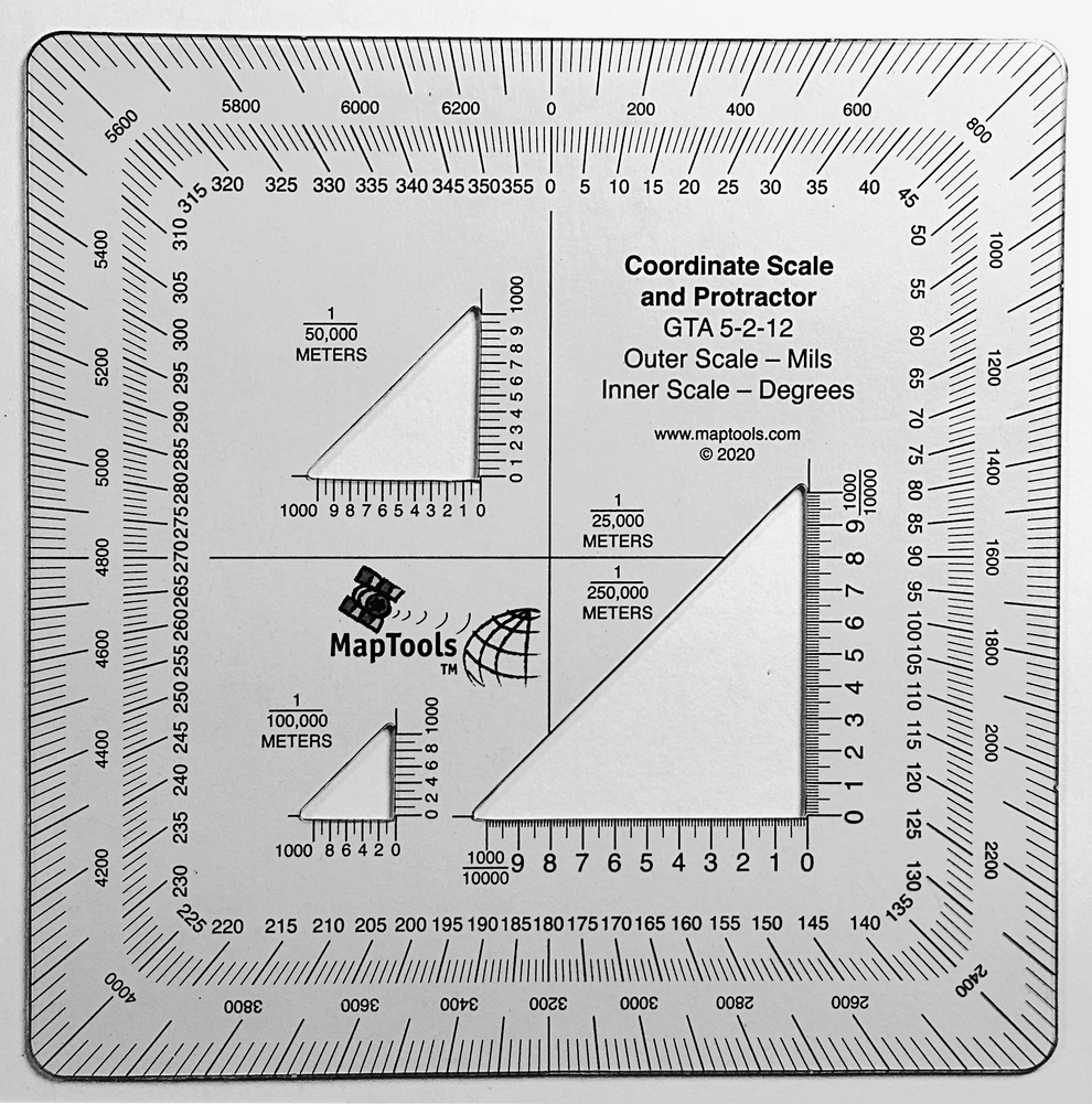 MapTools Military Style UTM/MGRS Coordinate Scale aka "GTA" Protractor ...